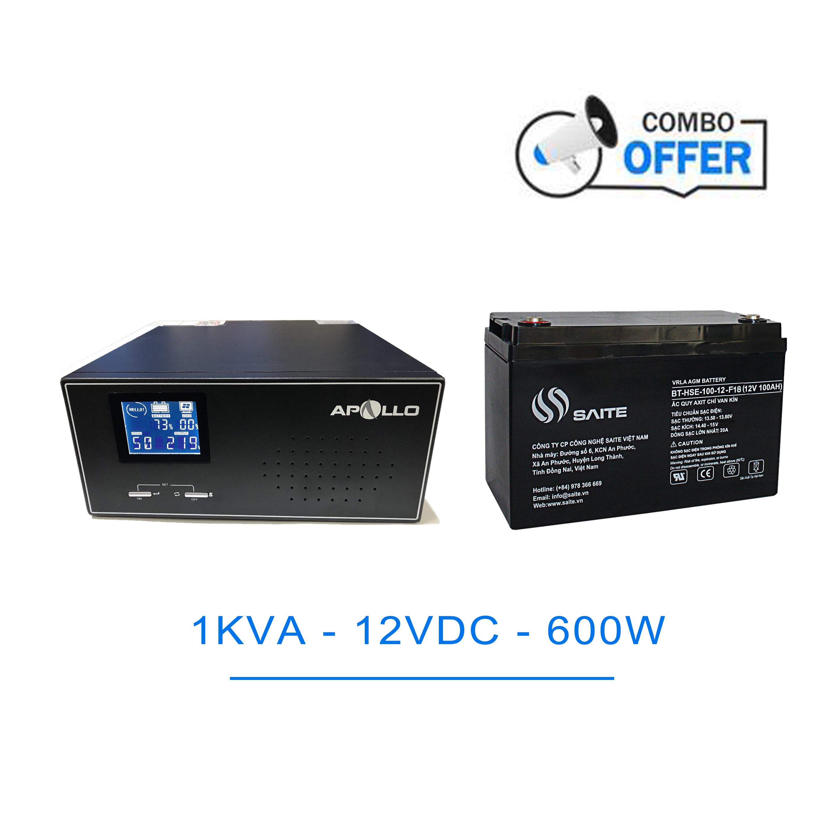 [Combo Setup Sẵn] Hệ Lưu Điện Apollo 1000VA 600W Lưu Trữ 100Ah - Nhà ...